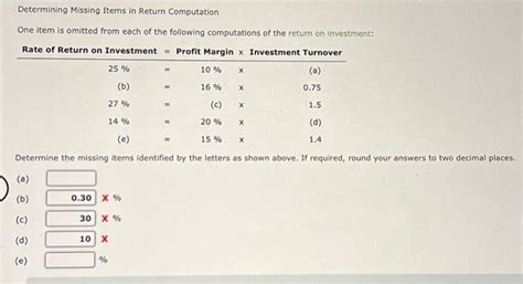 Solved Determining Missing Items In Return Computation One