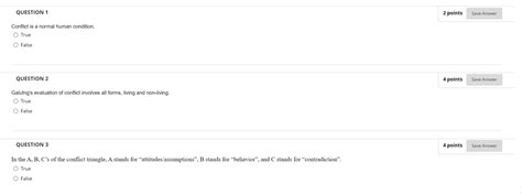 Conflict Is A Normal Human Condition True False Chegg Com