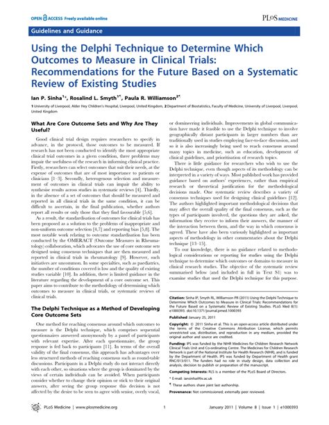 Pdf Using The Delphi Technique To Determine Which Outcomes To Measure