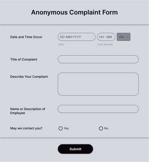 Anonymous Complaint Form Template Jotform