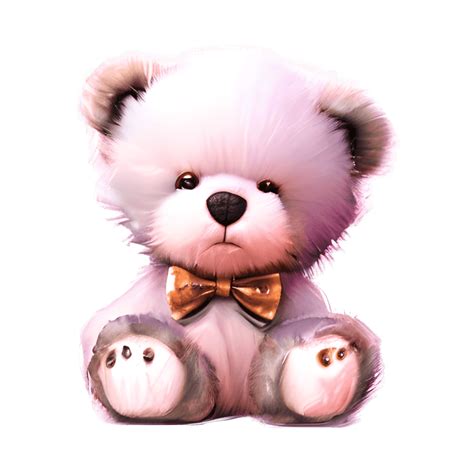 Watercolor Teddy Bear With White Fluffy Fur Wearing Pink Creative Fabrica