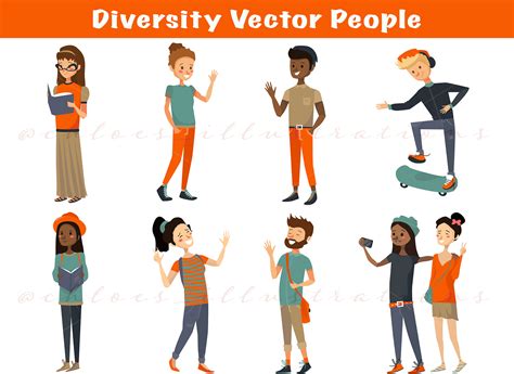 Diverse People Clipart Diversity Svg Vector Flat Cartoon Characters Eps