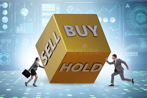 Trader With Three Options Of Buy Sell And Hold Stock Photo Image Of