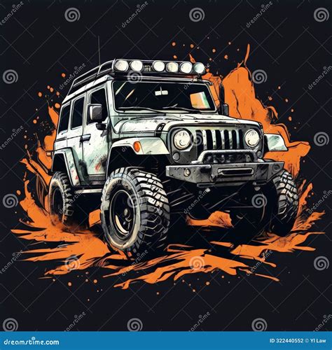 Ai Image Generator Jeep Exploring The Wilderness Stock Illustration