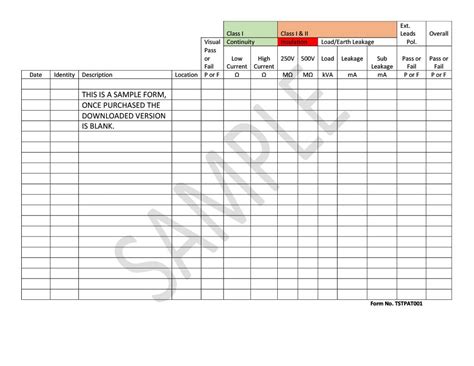 PAT Testing Results Record Form Etsy UK