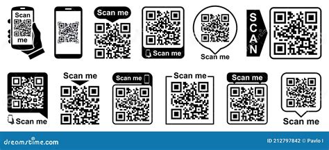 Set Qr Quick Response Code Inscription Scan Me Qr Code For Smartphone
