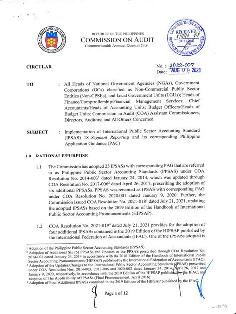 Coa Circular No 2023 007 August 9 2023 Download Free Pdf Expense Income