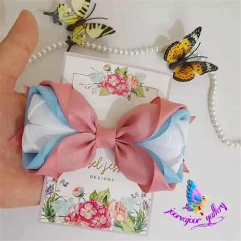 خرید و قیمت گل سر پاپیونی گلسر با روبان گروگن و گیره انبری 6 و نیم سانتی ربان گروگرن ترب