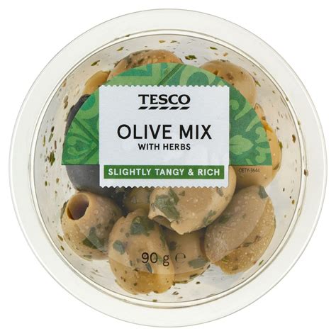 Tesco Olive Mix With Herbs 90 G Tesco Groceries