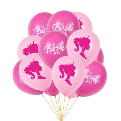 10pcsset Pink Barbie Theme Latex Balloon Girl Princess Barbie Birthday