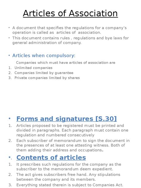 Articles Of Association Pdf Articles Of Association Business Law