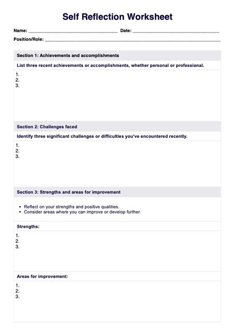 Self Reflection Questions And Example Free Pdf Download