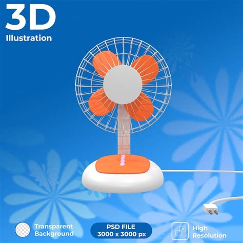 Premium Psd 3d Render Desk Fan Front View