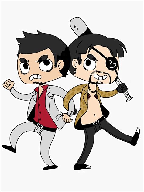 Kiryu And Majima Sticker By Omegamad Redbubble