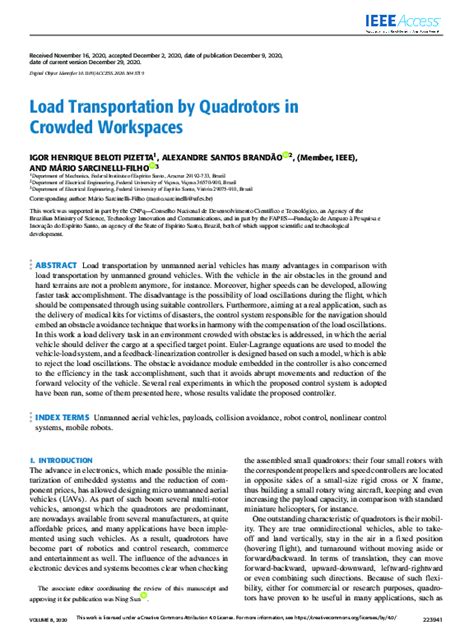 Pdf Load Transportation By Quadrotors In Crowded Workspaces Alexandre Santos Brandão