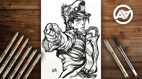 Drawing Jotaro Kujo Jojos Bizarre Adventure Freehand Drawing Youtube
