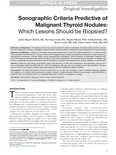 Pdf Sonographic Criteria Predictive Of Malignant Thyroid Nodules