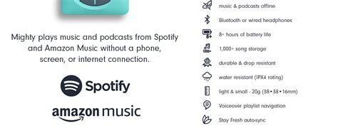 Mighty 3 Spotify And Mp3 Music Player Compatible With Bluetooth And Wired
