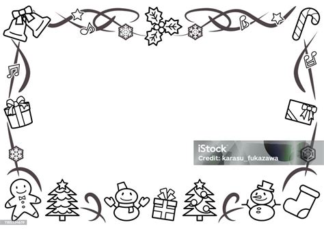 Cadre Rectangle Dobjets De Noel Version Horizontale Dessin En Ligne
