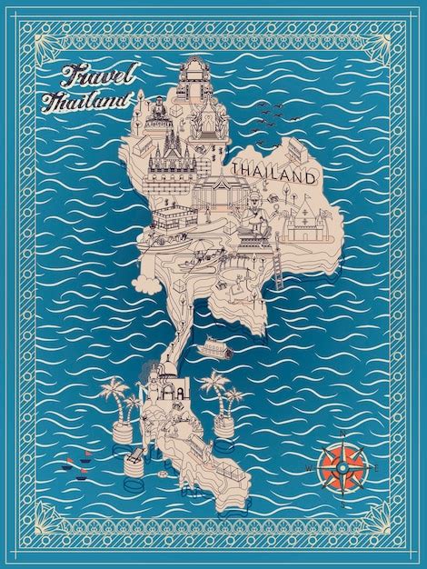Mapa De Viajes De Tailandia Vector Premium