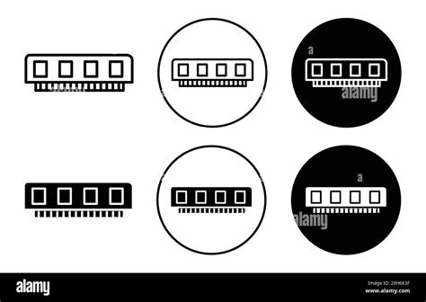 Ram Memory Icon Vector Symbol Or Sign Set Collection In Black And White Outline Stock Vector