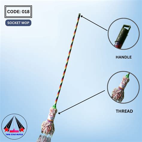 Socket Wet Mop With Wood Stick Two Star Wiper