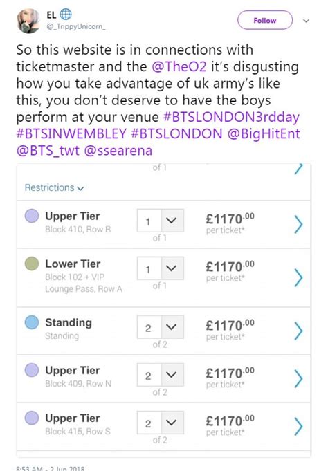 Tickets For K Pop Sensation Bts Are Offered For £12000 Just Minutes