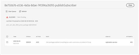Acs Aem Commons Ui Content Zip Stuck In Distribution Queue On Aem