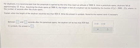Solved For Skydivers It Is Recommended That The Parachute Chegg