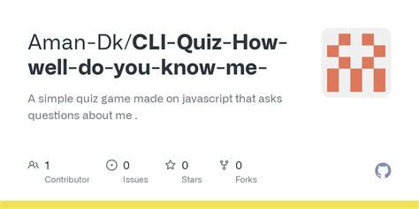 Github Aman Dk Cli Quiz How Well Do You Know Me A Simple Quiz Game