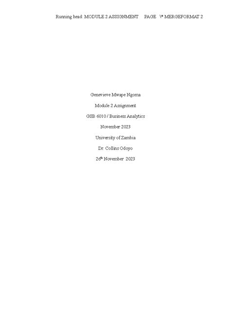 Gsb 6010 Module 2 Assignment Running Head Module 2 Assignment Page