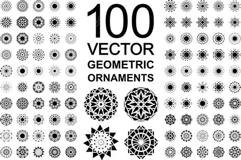 Round Ornament Set Element Design Spirograph Vector Element Design