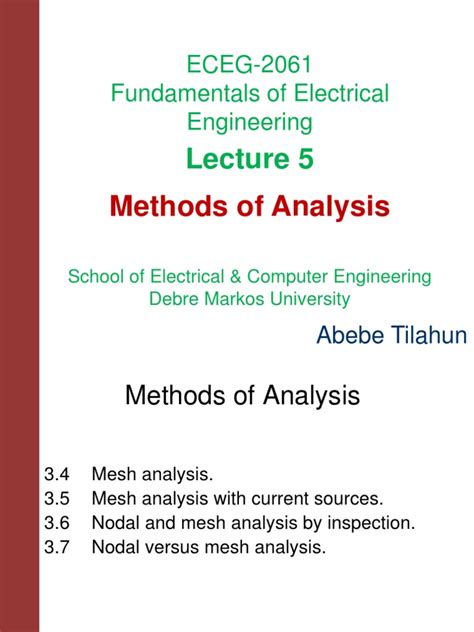 lecture 5 pdf electrical network electronic circuits
