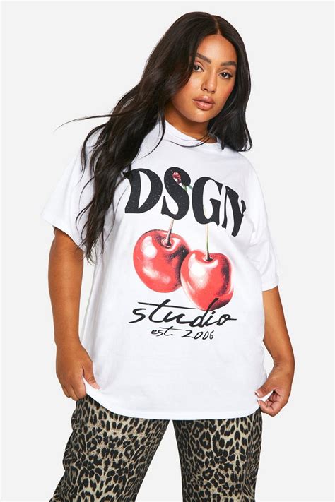 Plus Dsgn Cherry Oversized T Shirt Boohoo Uk