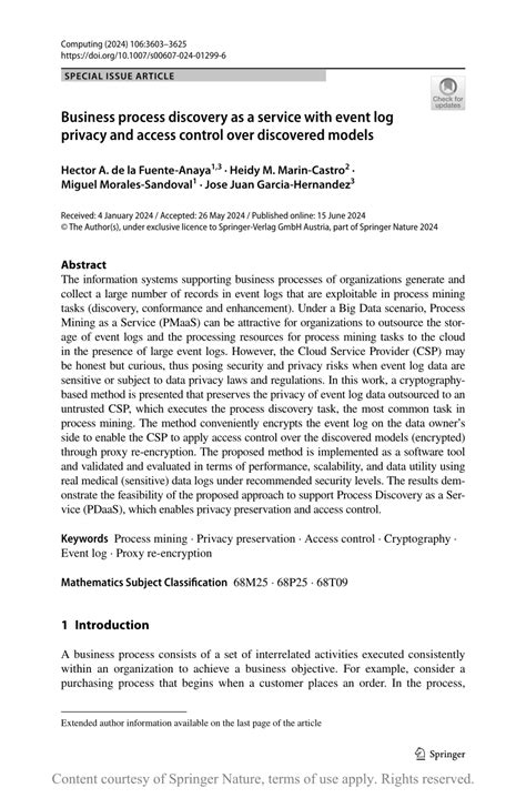 Business Process Discovery As A Service With Event Log Privacy And Access Control Over