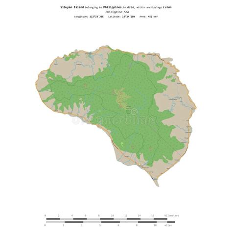 Sibuyan Island Philippines Shape On White Topo Standard Stock