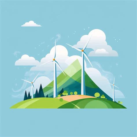 Premium AI Image Windmill Turbine Nature Landscape Energy Ecological