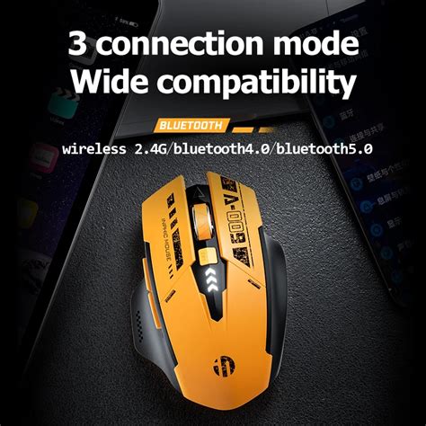 Inphic Bluetooth Mouse Wireless Rechargeable Mecha Yellow Style Mouse