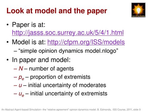 Ppt An Abstract Agent Based Simulation The Relative Agreement” Opinion Dynamics Model