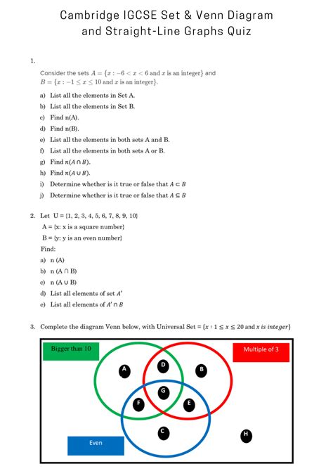 SOLUTION Cambridge Igcse Set Venn Diagram And Straight Line Graphs Quiz With Answers Studypool