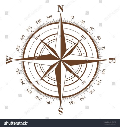 Brown Compass Rose Isolated On White Stock Illustration 40133272