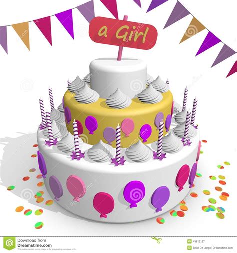 A Girls Cake Celebrating The Birth Of A Newborn Girl Stock