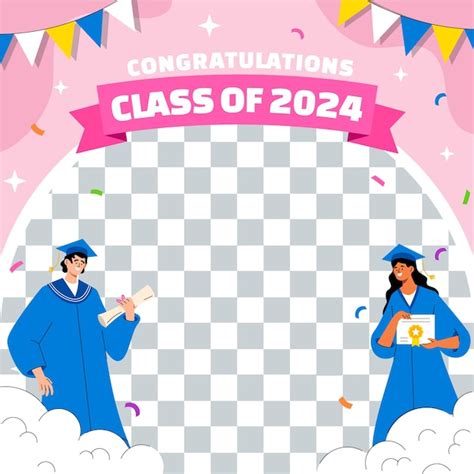Free Vector Flat Class Of 2024 Frame Template