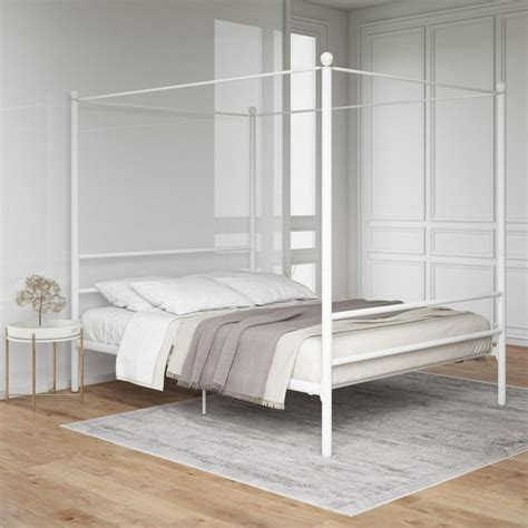 Mainstays Metal Canopy Bed Full Off White Metal Walmart Business
