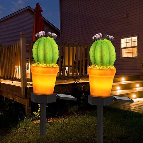 Chislim Solar Lights Outdoor Decorative Creative Cactus Pineapple Stake
