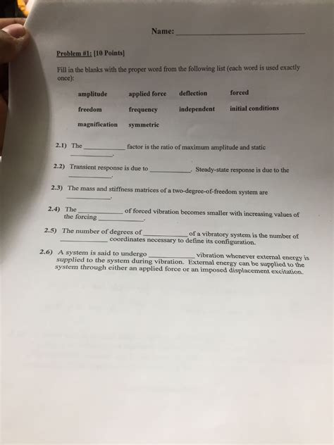 solved name problem 1 [ 10 points] fill in the blanks