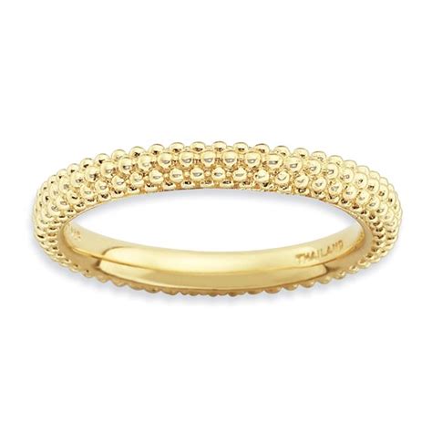 Stackable Expressions Sterling Silver Gold Plated Domed Ring