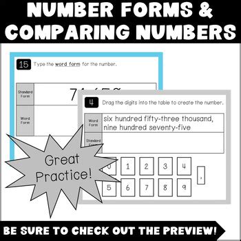 NBT Number Forms And Comparing Numbers DIGITAL Task Cards TPT