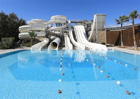 Water Park Summer Water White Slides And Attractions In Resort