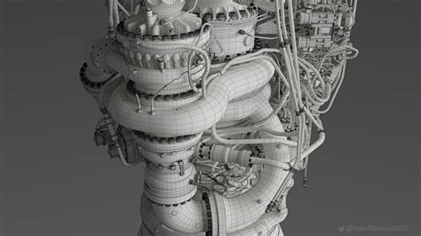 Raptor Engine Sn50 3d Model Cgtrader